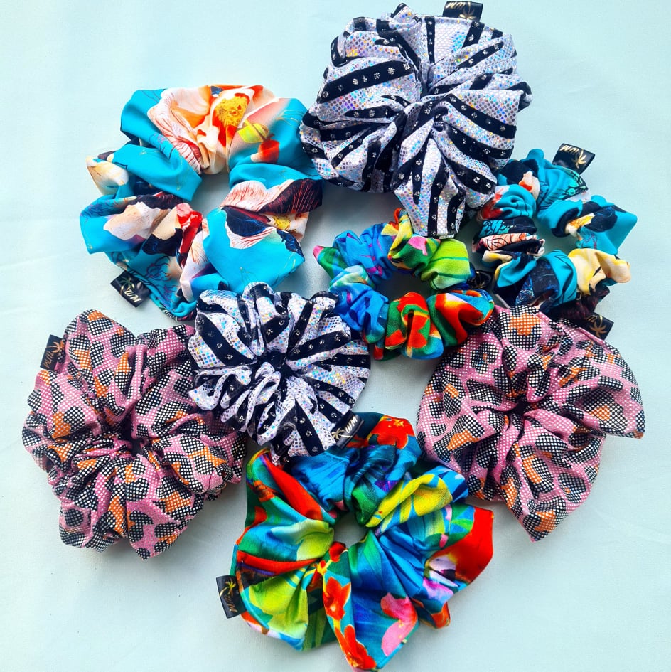 SPORTY Range – tagged "PRINT" – WM Scrunchies
